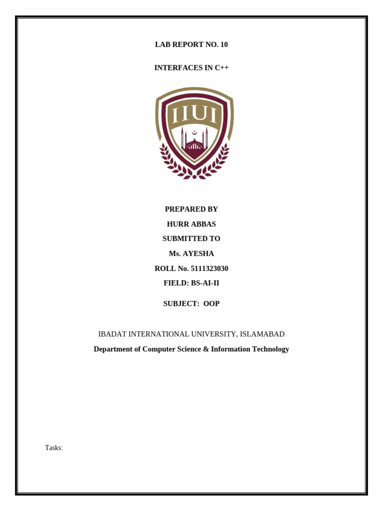 LAB REPORT NO. 10 | PDF | Object (Computer Science) | Software Development