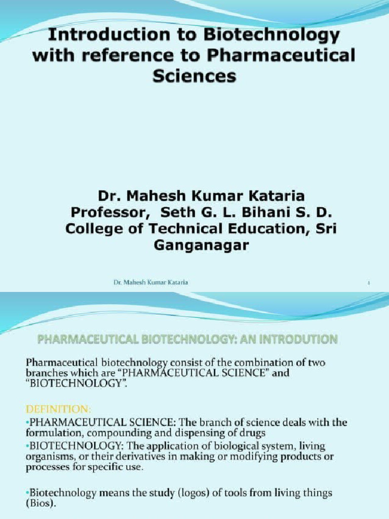 Introduction To Pharmaceutical Biotechnology | PDF