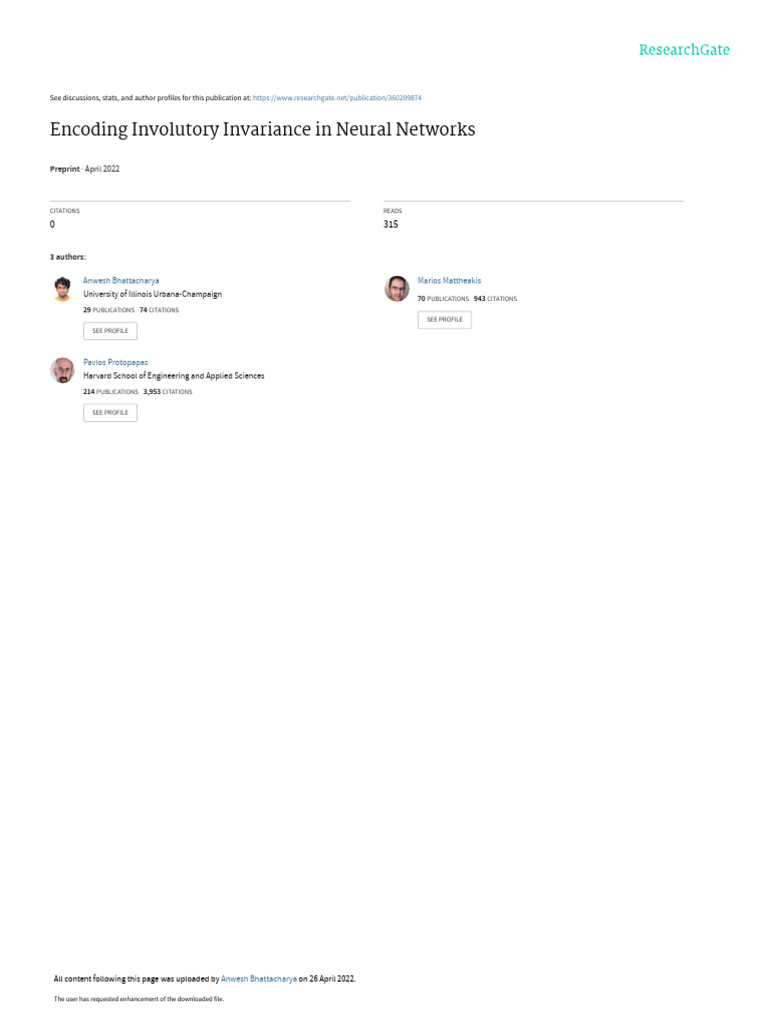 Encoding Involutory Invariances in Neural Networks | PDF | Matrix (Mathematics) | Group ...