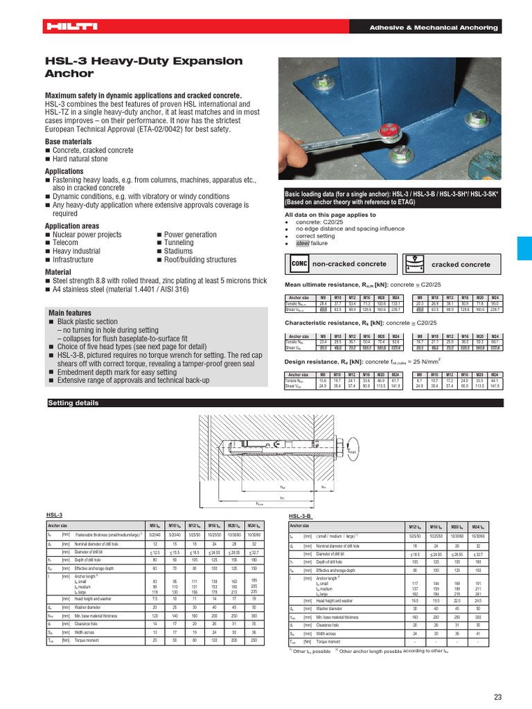 HILTI HSL Anchor Bolt | PDF | Building Engineering | Materials