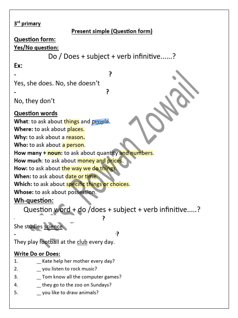 j3 pr.simp. Quest. ANSWERS (1) | PDF | English Language