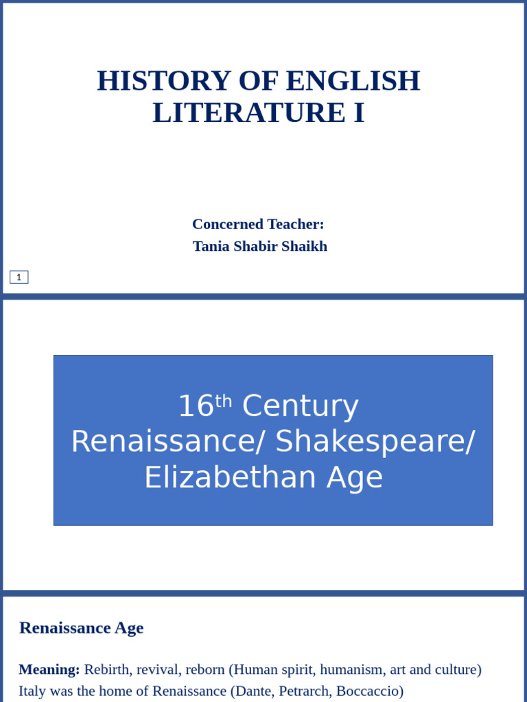 16th Century English Literature Overview | PDF | William Shakespeare ...