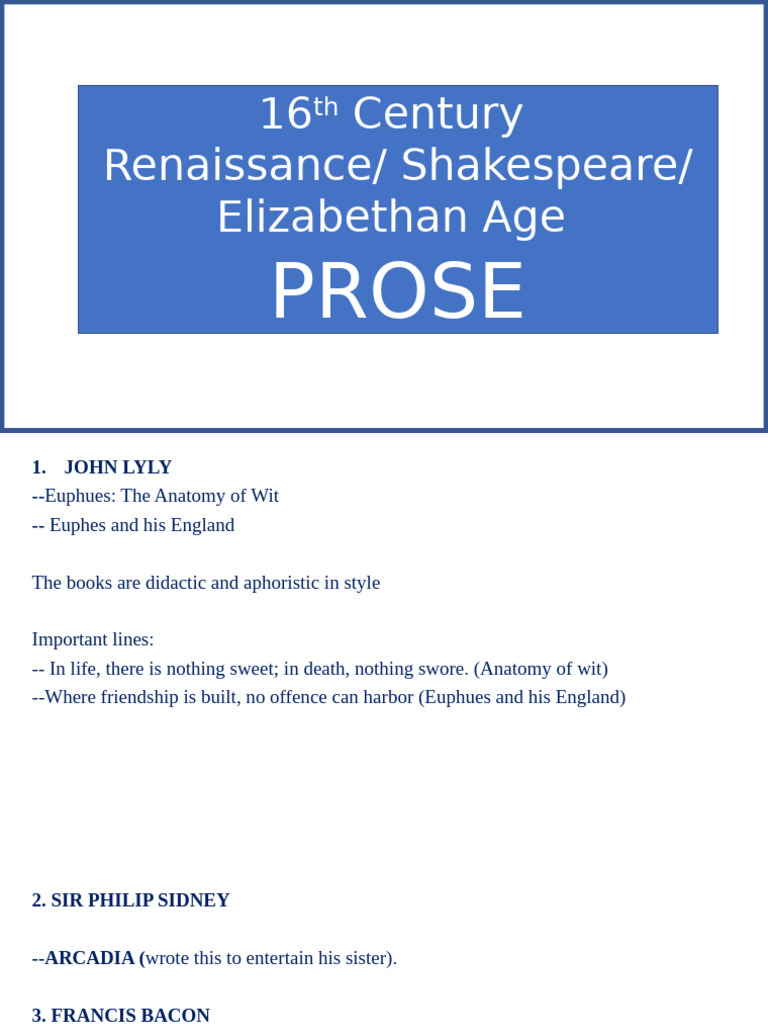 Literary Devices in 16th Century Prose | PDF