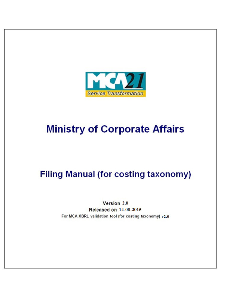 MCA XBRL Filing Guide for Cost Audit | PDF | Html Element | Xml Schema
