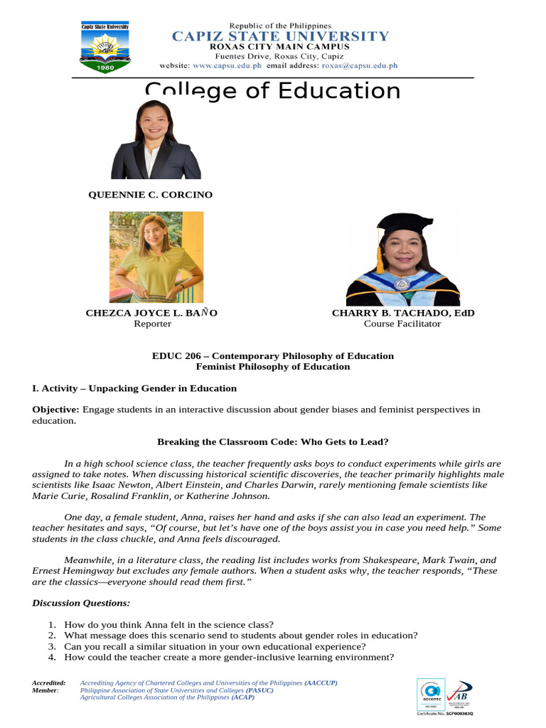 EDUC 206-Report | PDF | Intersectionality | Gender Studies