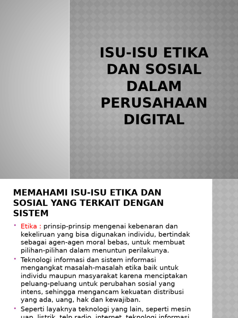 Sim-Isu-Isu Etika Dan Sosial Dalam Perusahaan Digital | PDF