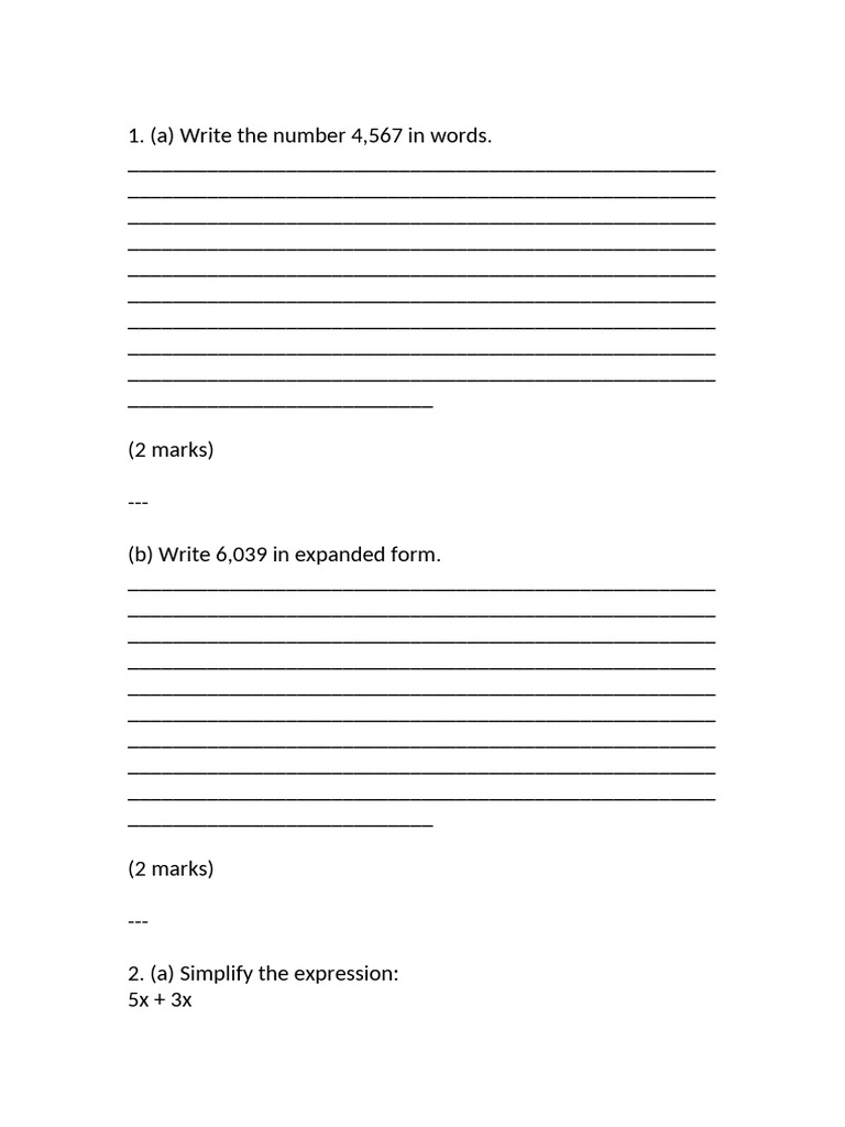 Maths Form 1 paper 2 | PDF | Area | Length