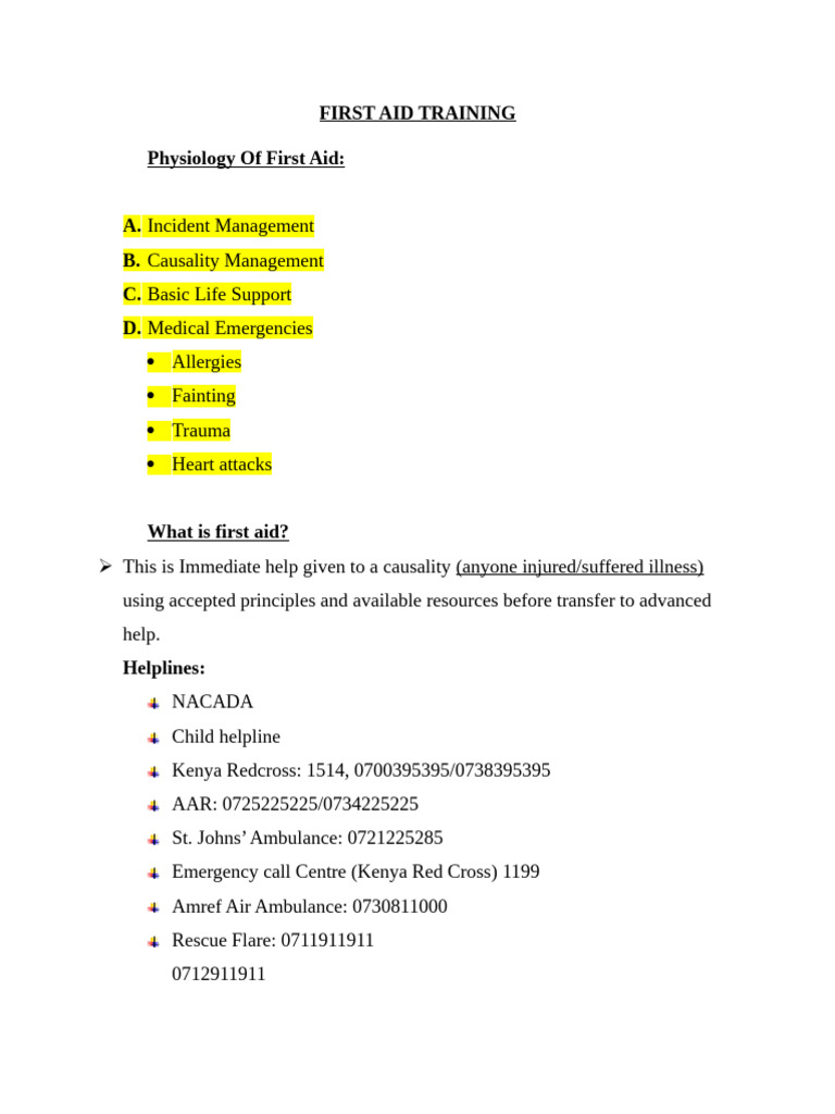 Essential First Aid Training Guide | PDF | Cardiopulmonary ...
