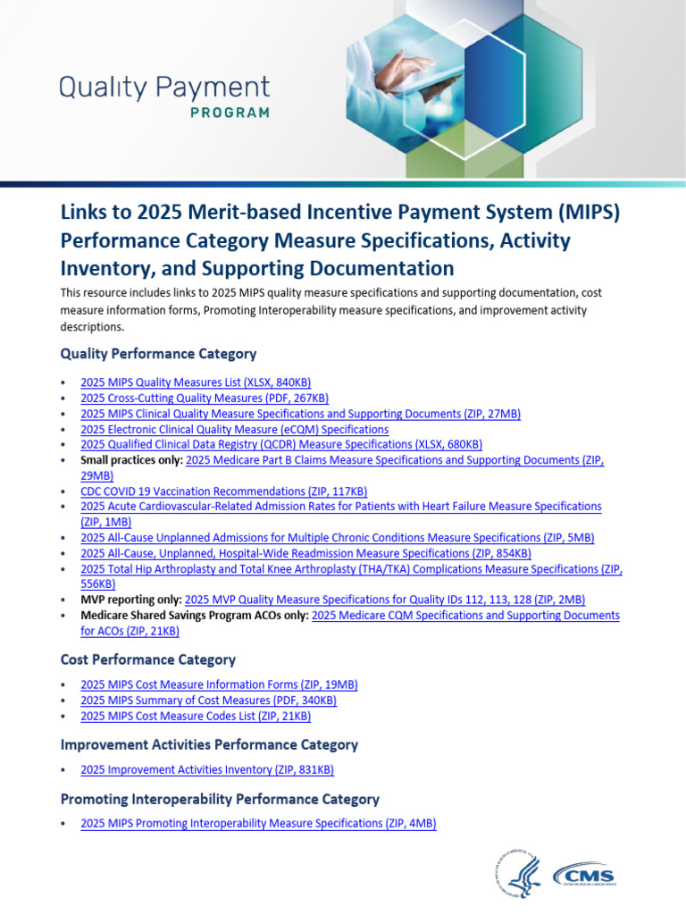 Links To 2025 MIPS Measure Specs Activity Inventory and Supporting ...