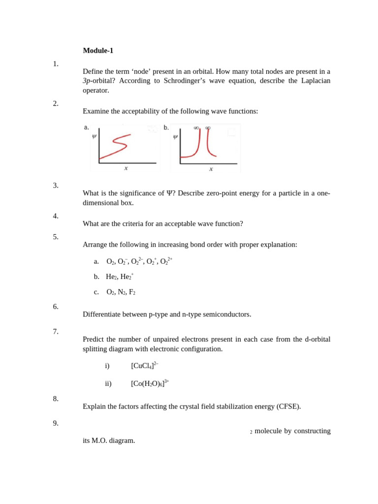 Practice Questions Module-1 | PDF | Atomic Orbital | Energy Level