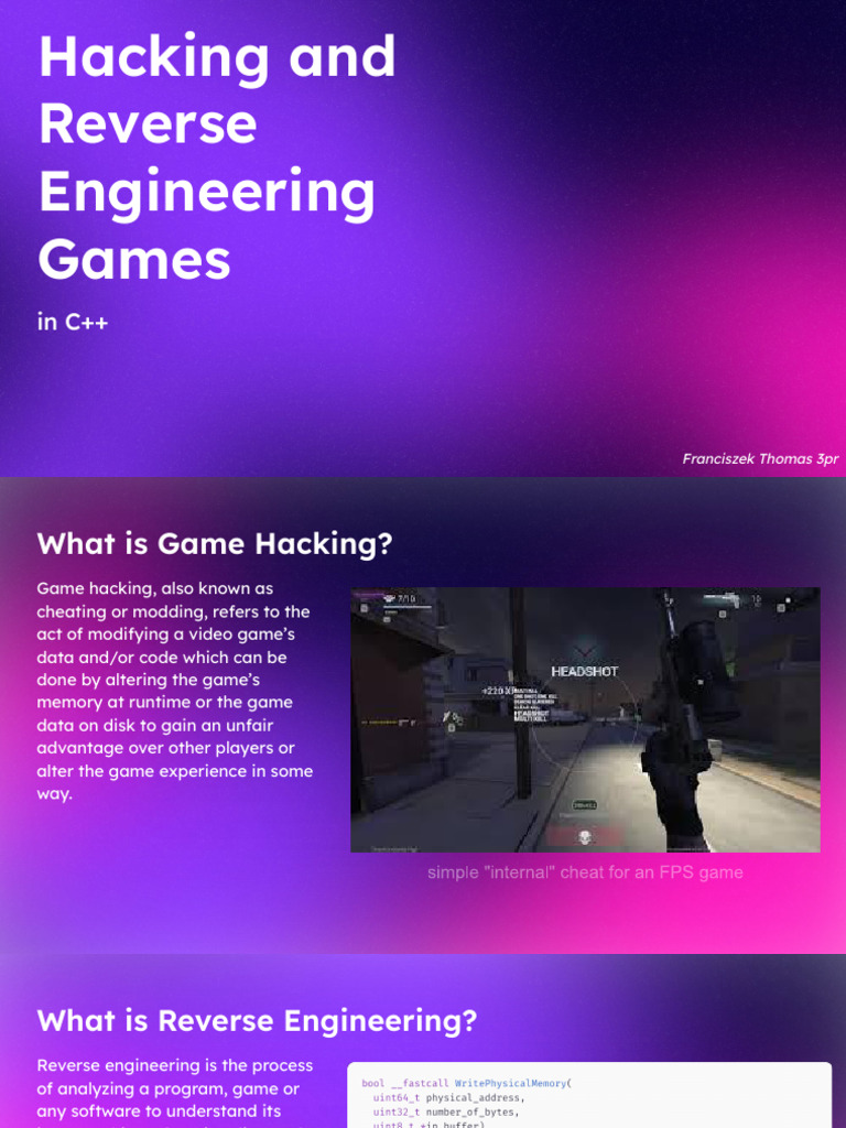 Introduction To Game Hacking and Reverse Engineering Games | PDF ...