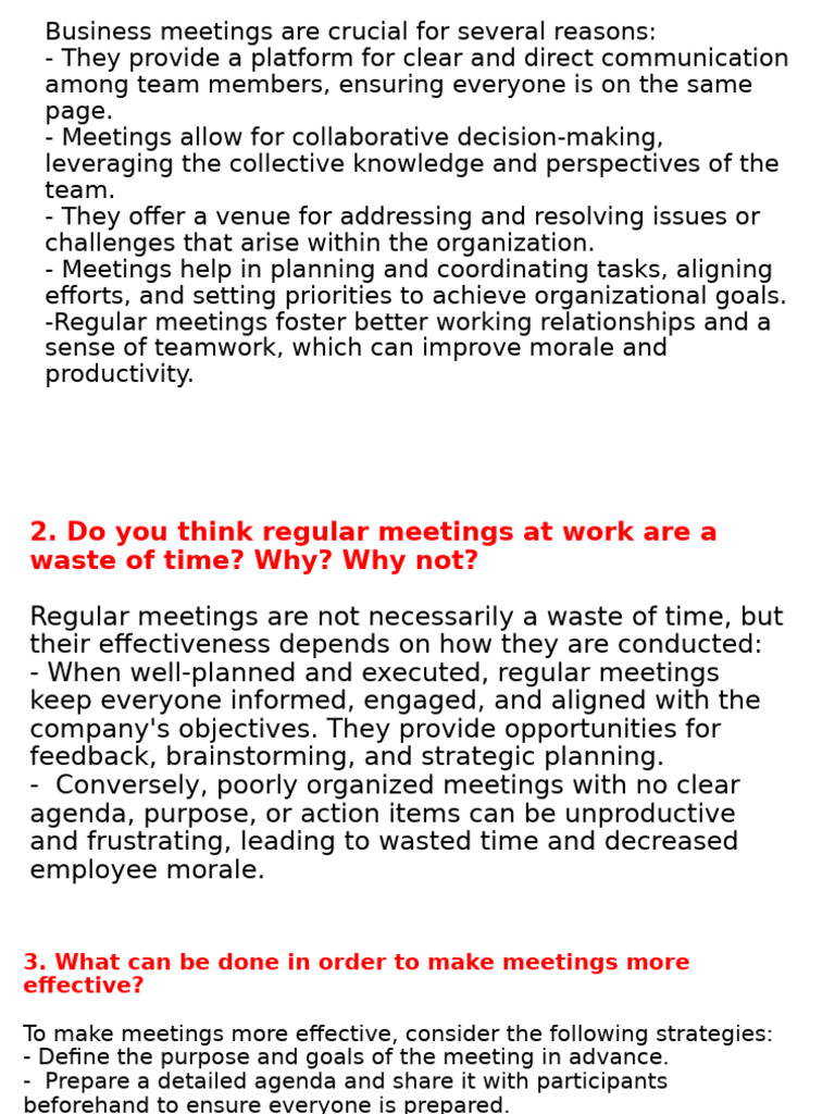 Effective Business Meeting Strategies | PDF