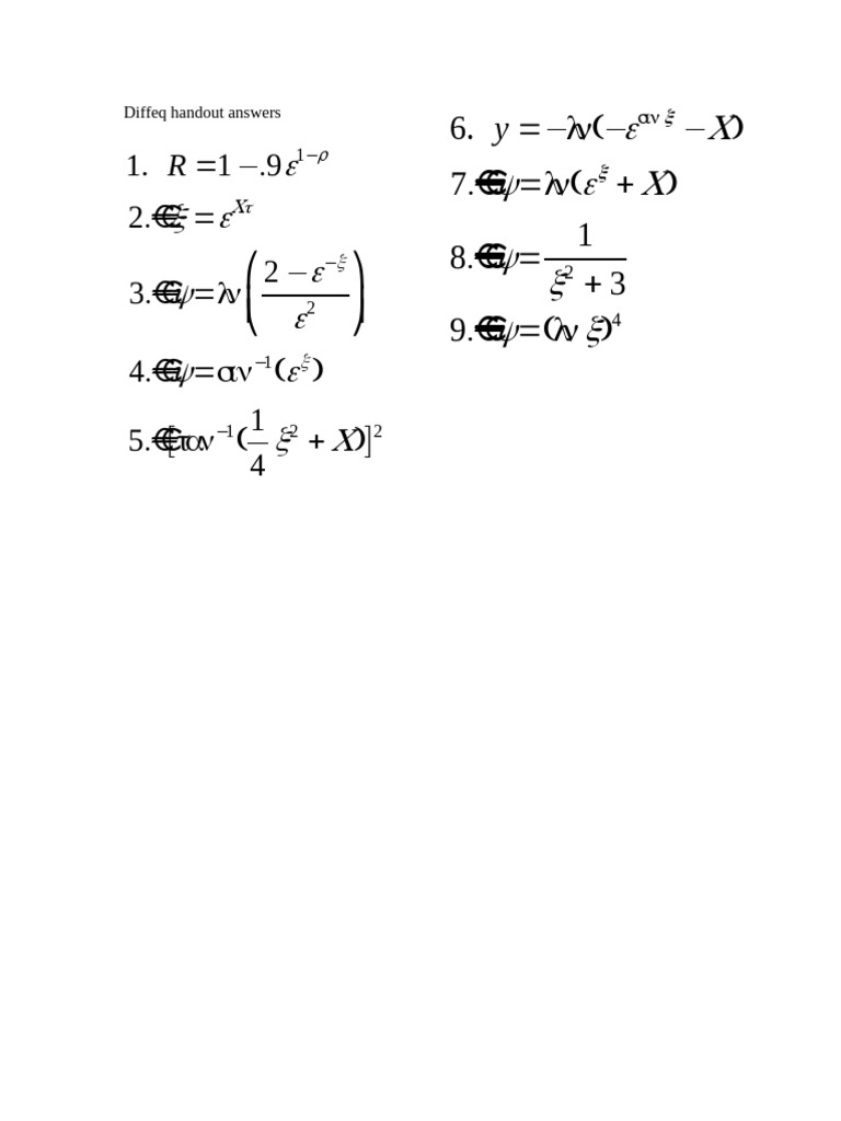 Diffeq Handout Answers | PDF