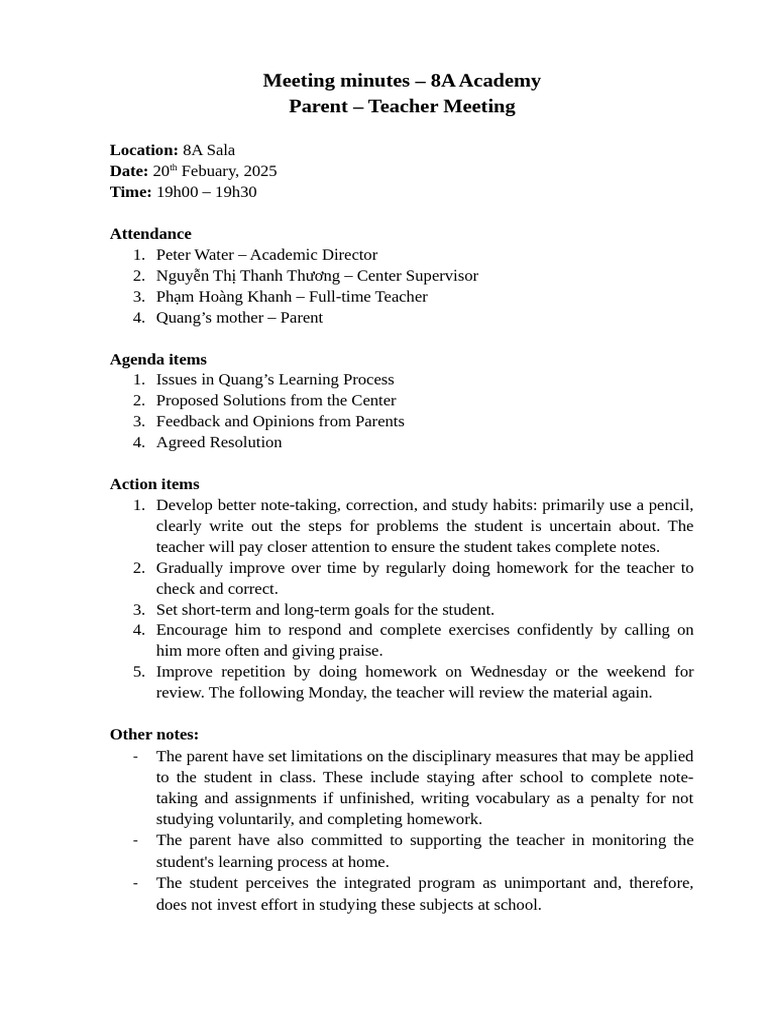 Meeting minutes | PDF