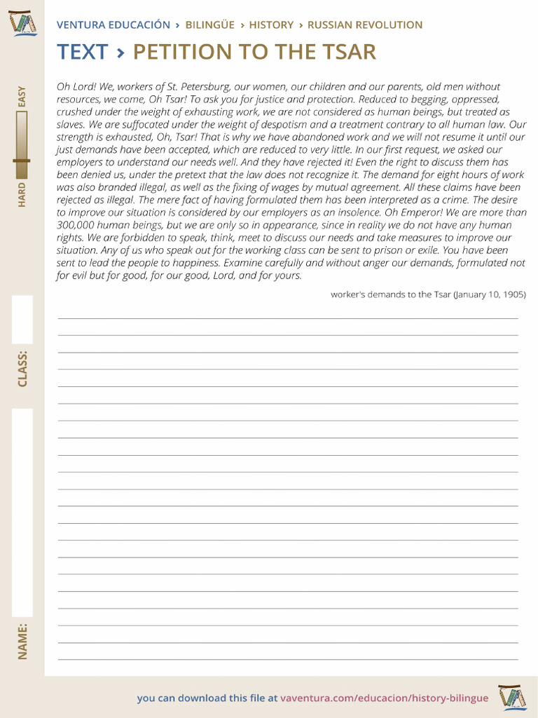 TEXT HISTORY: Petition To The Tsar | PDF
