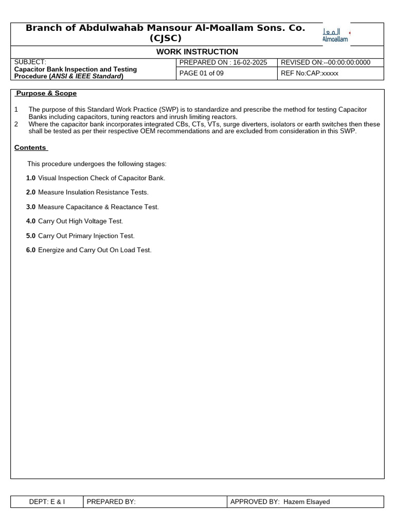 Grounding Inspection & Testing Procedure | PDF | Capacitor | Capacitance