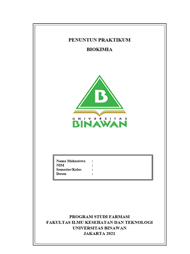 Penuntun Praktikum Biokimia 2021 Ganjil - Rev | PDF