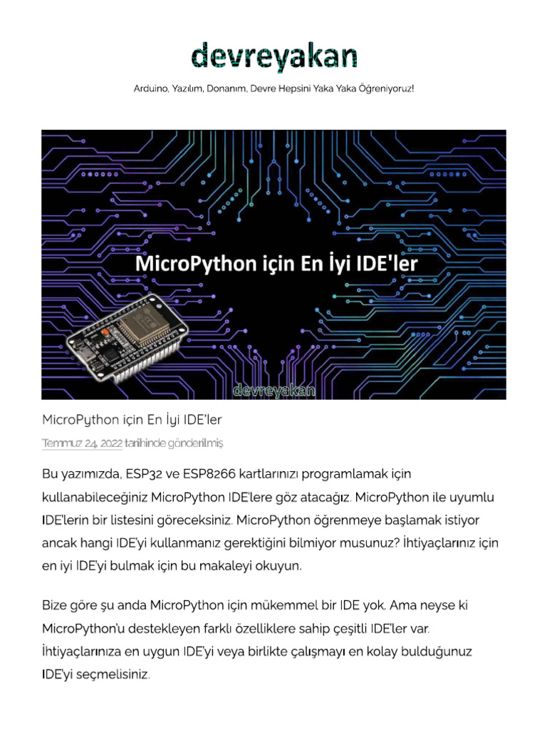MicroPython için En İyi IDE | PDF