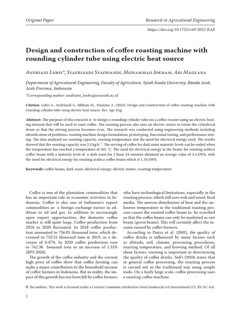Design and Construction of Coffee Roasting Machine | PDF | Coffee