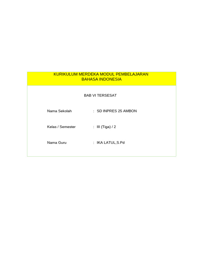 Bindo - Modul Ajar Bab 6 Fix | PDF