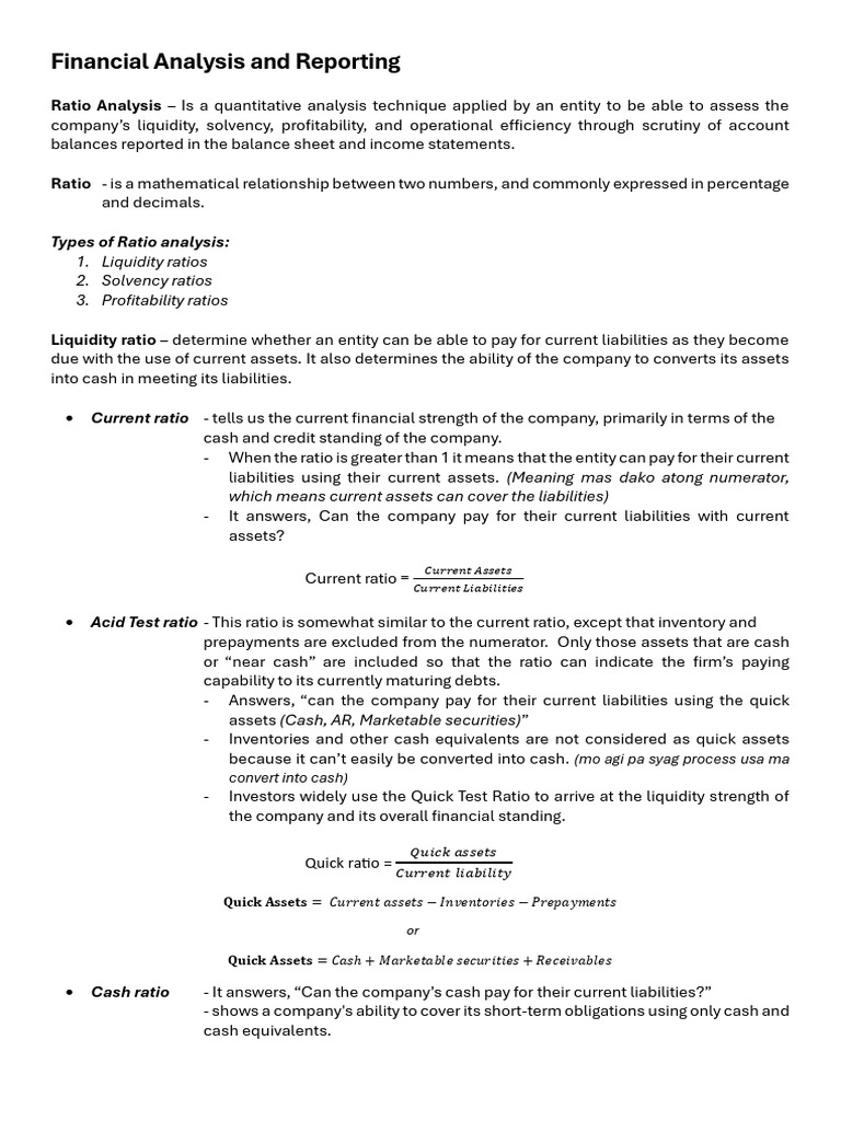 Lesson 2.2 Ratio Analysis | PDF | Equity (Finance) | Insolvency