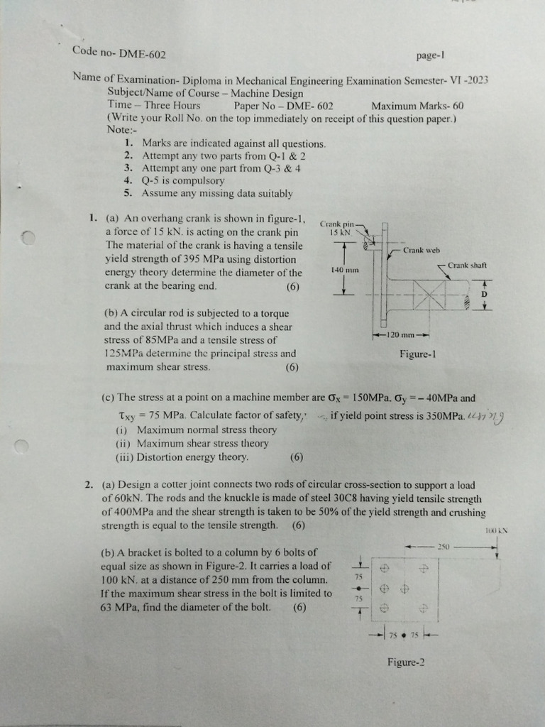 DME (Mechanical) 6th Semester 2023 | PDF | Refrigeration | Strength Of ...