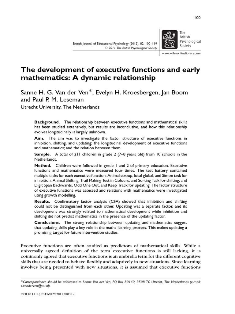 Van Der Ven Et Al., 2011 | PDF | Executive Functions | Akaike ...