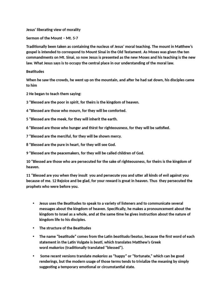 Jesus Liberating View of Morality | PDF | Beatitudes | Jesus