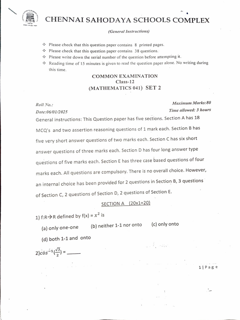 Maths Set-2 Sahodaya Question Paper 2025 | PDF | Applied Mathematics | Geometry