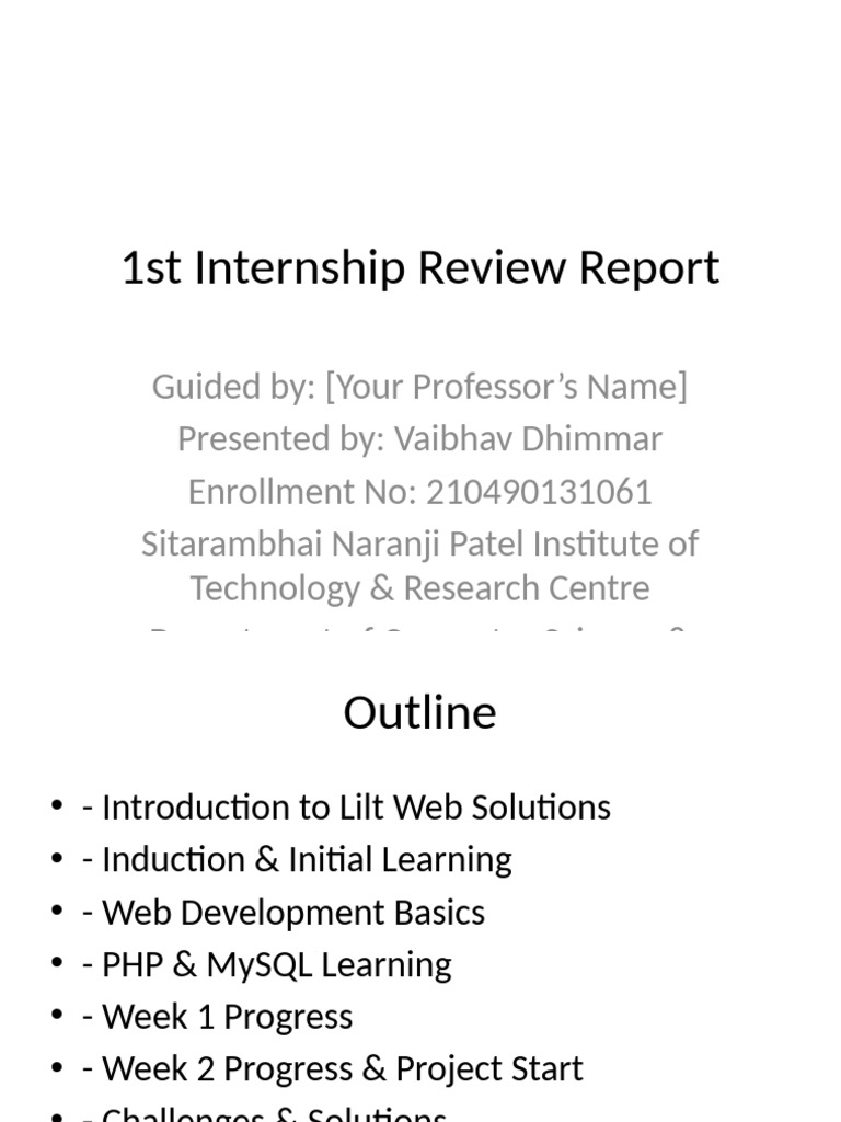 Internship 1st Review Impressive PPT | PDF | Php | World Wide Web