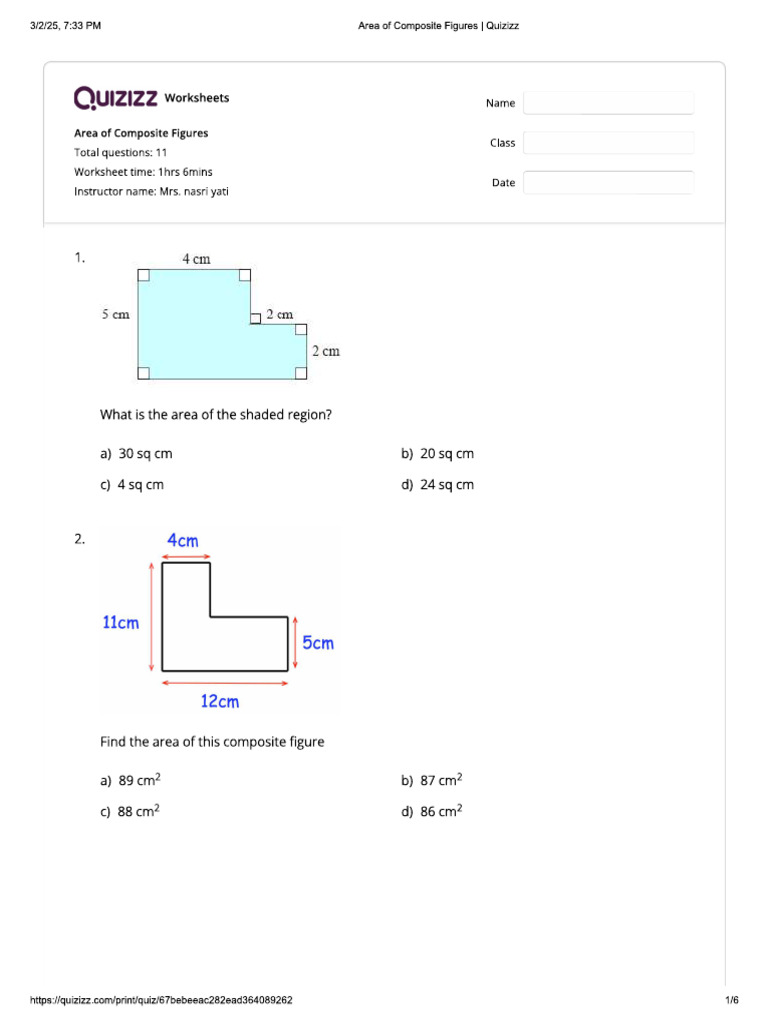 Area of Composite Figures | PDF