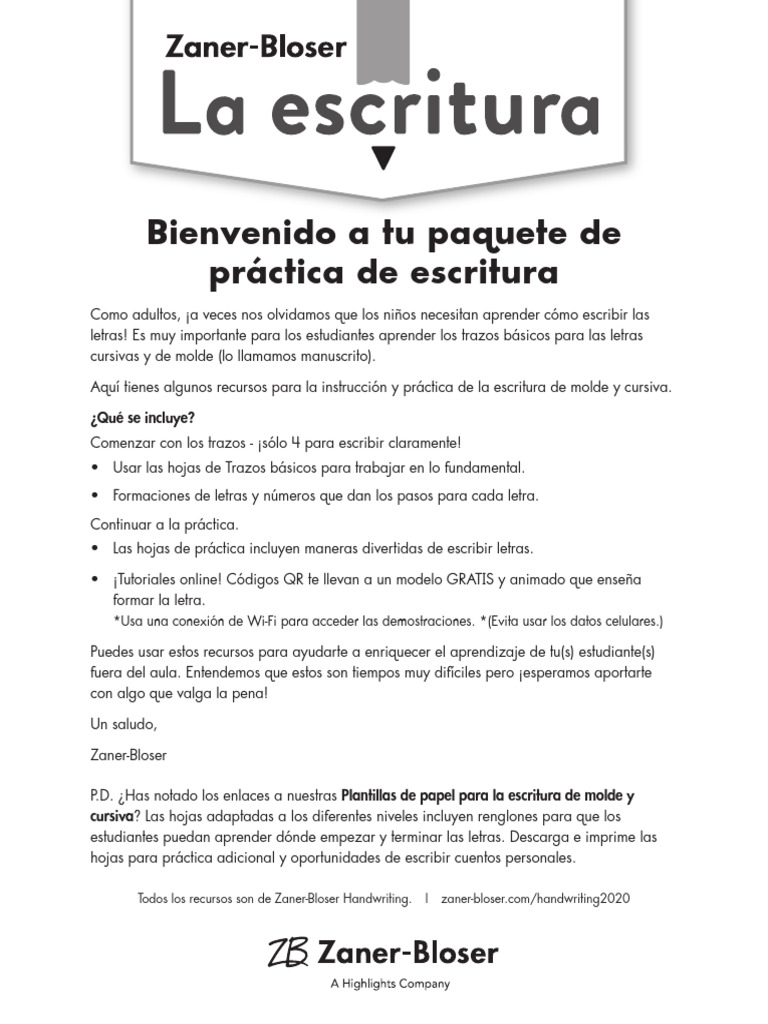 ZB_HW_SP_Cursive_Practice_Package | PDF | Comunicación escrita | Escritura