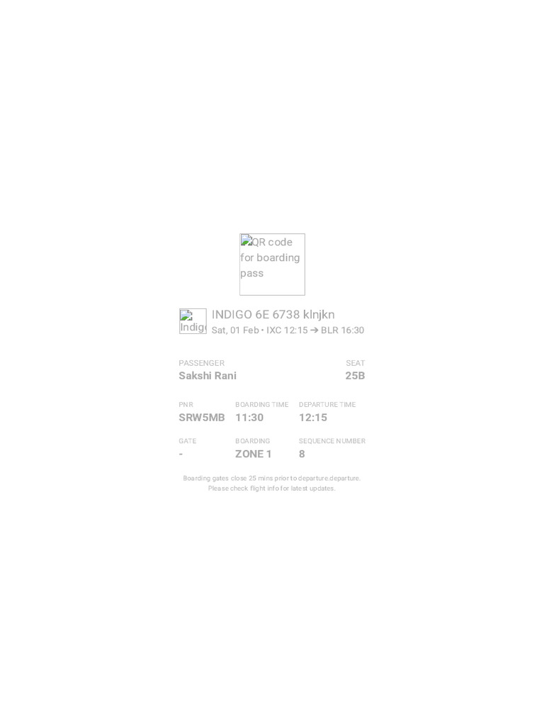 Indigo Boarding Pass | PDF