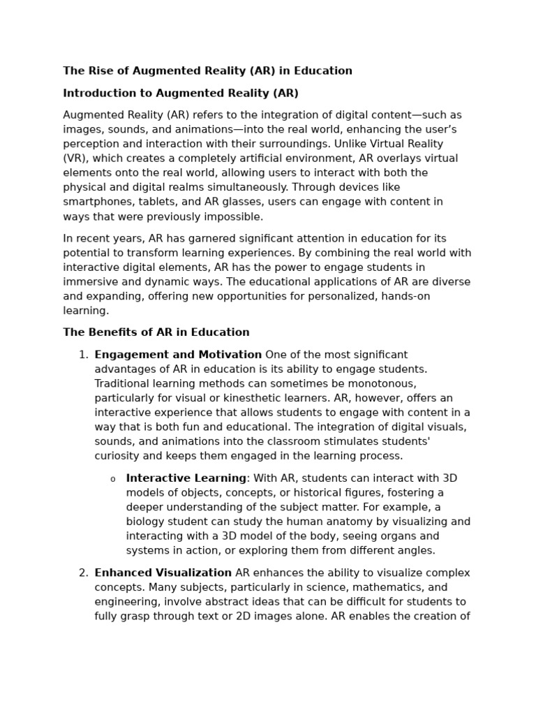 The Rise of Augmented Reality - Tejas | PDF | Augmented Reality | Learning