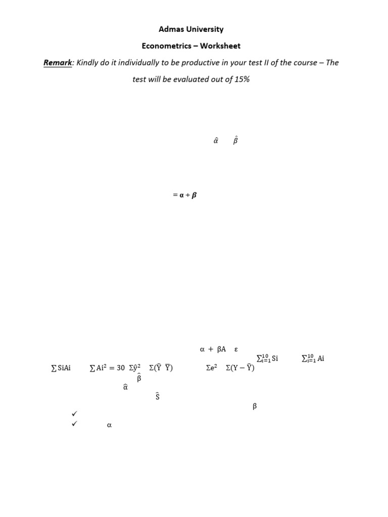 Worksheet-Econometrics | PDF