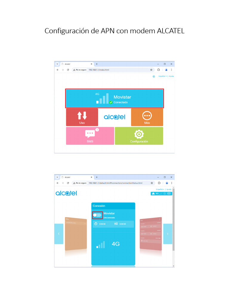 Configuración de APN en módem Alcatel | PDF