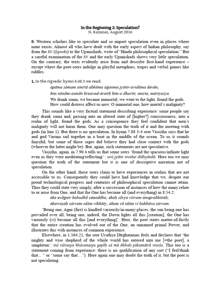 In The Beginning 2 Speculation | PDF | Vedas | Deities