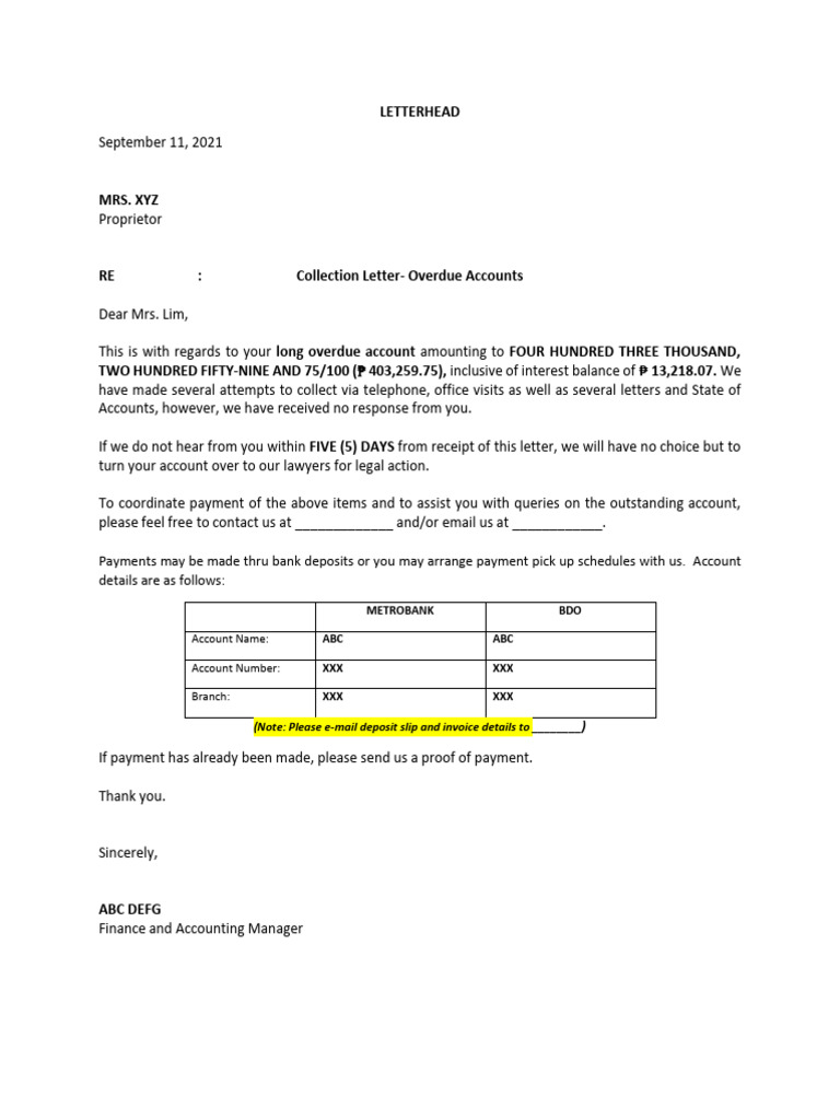 Sample Collection Letter | PDF