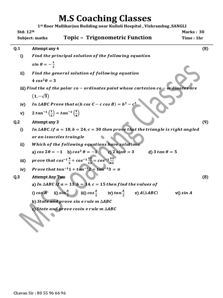 Maths Trigonometric Function | PDF