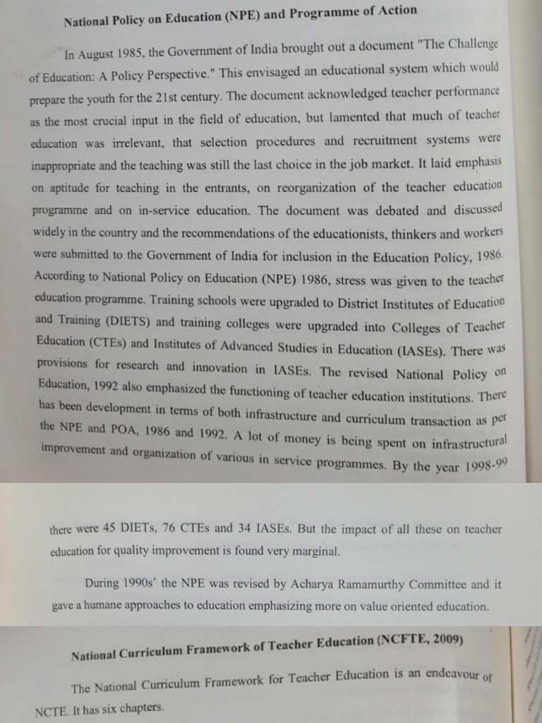 Unit II POA 1992 | PDF | Curriculum | Teacher Education