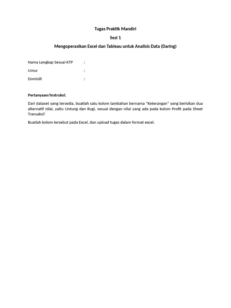 TPM Sesi 1 - Mengoperasikan Excel Dan Tableau Untuk Analisis Data (Daring) | PDF