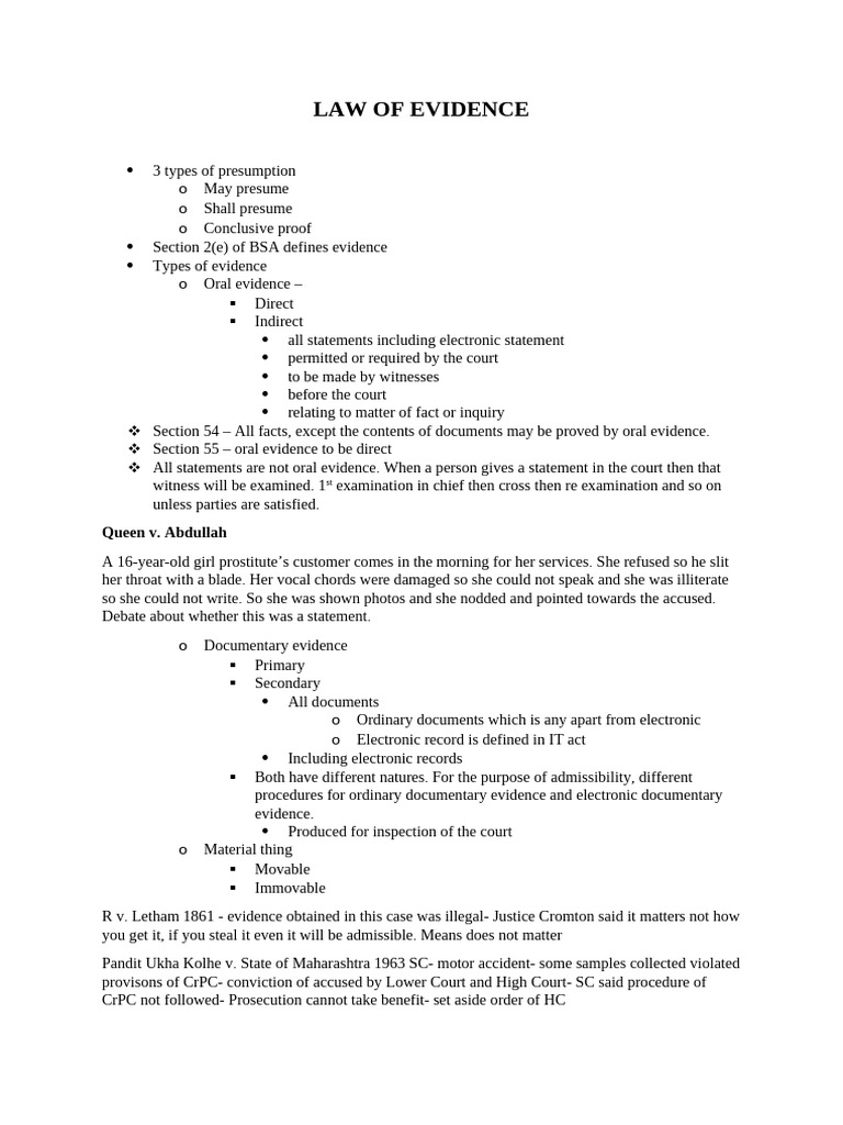 Types and Admissibility of Evidence | PDF | Prosecutor | Evidence (Law)
