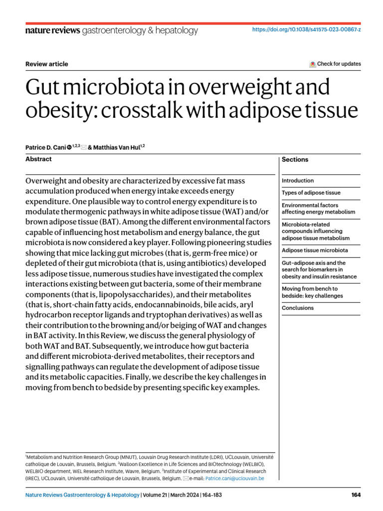 Gut Microbiota in Overweight and Obesity: Crosstalk With Adipose Tissue | PDF | Adipose Tissue ...