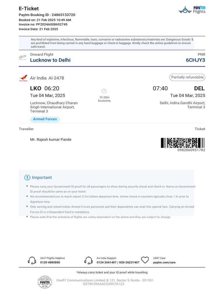 Lko Del 04032025 24865133720 | PDF | Fee | Aviation