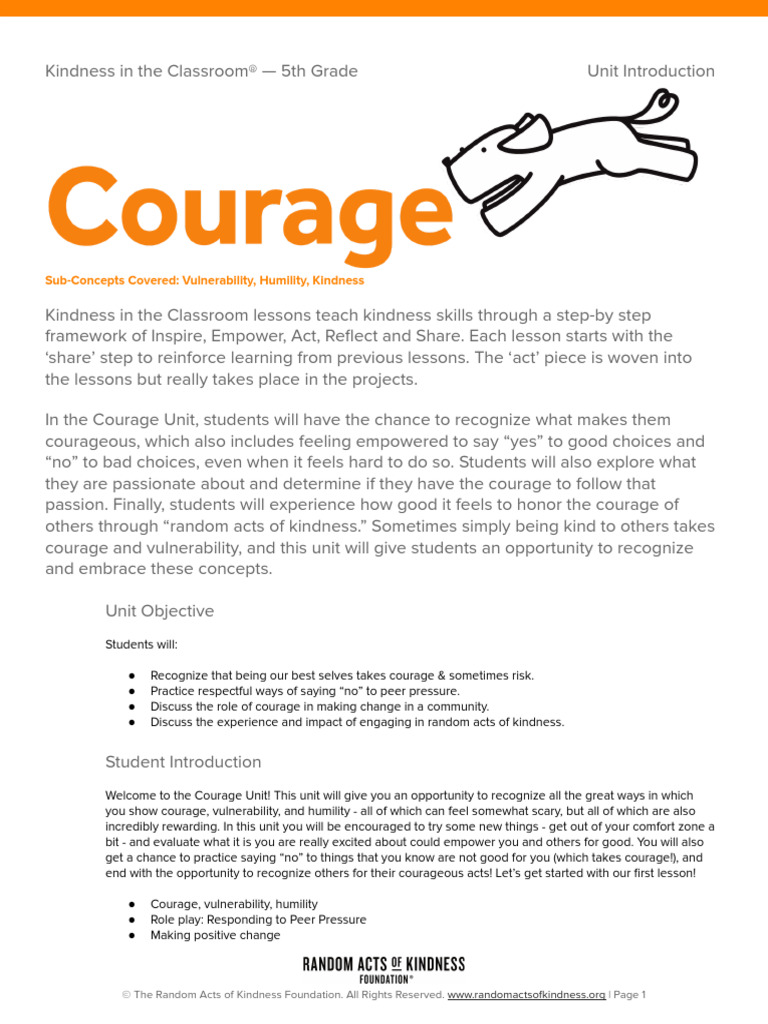 Grade Grade 5 Courage Unit Introduction | PDF | Courage | Behavior ...