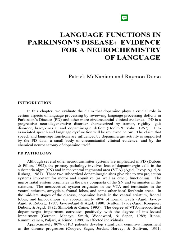 McNaniara2002 Language Functions in Parkinsons Disease Evidence For A ...