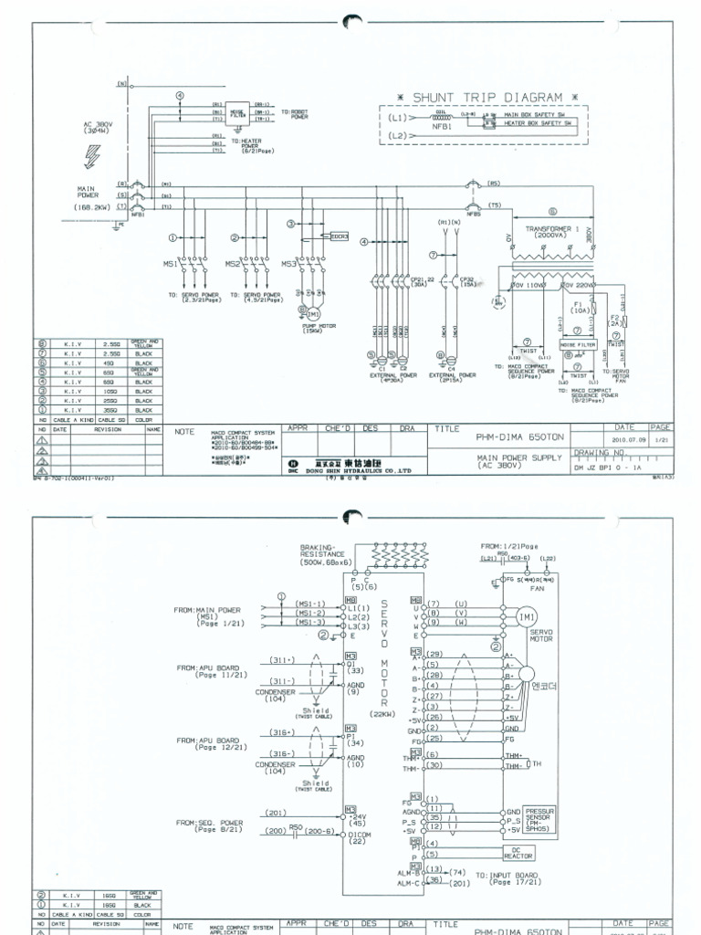 PHM-DIMA 650TON Dongshin - Electric Diagram (1) | PDF
