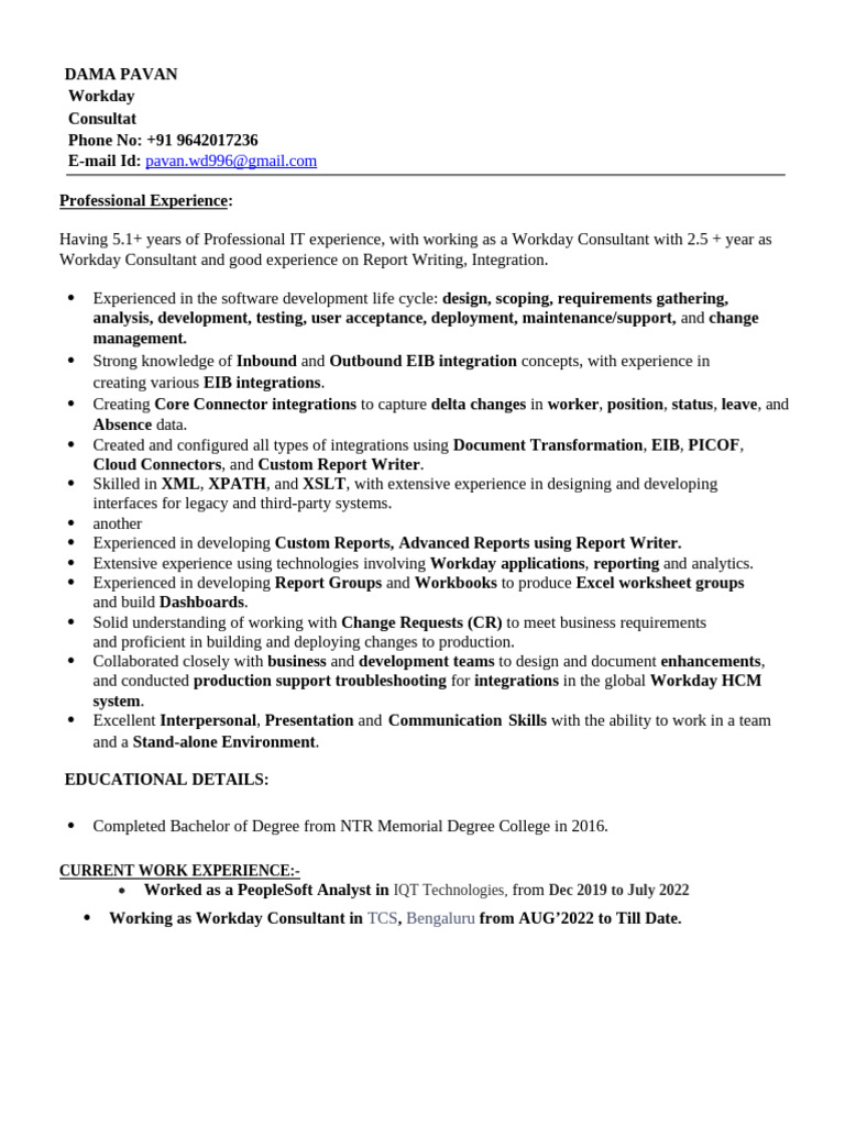 Share Workday resume 1 | PDF | Xslt | Xml
