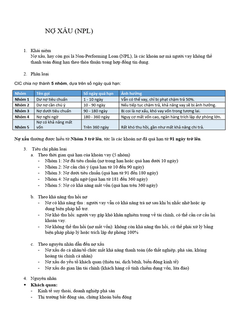 Nợ xấu NPL | PDF