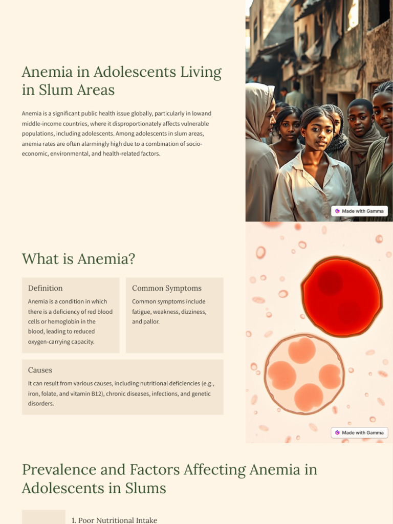Anemia in Adolescents Living in Slum Areas | PDF | Anemia | Malnutrition
